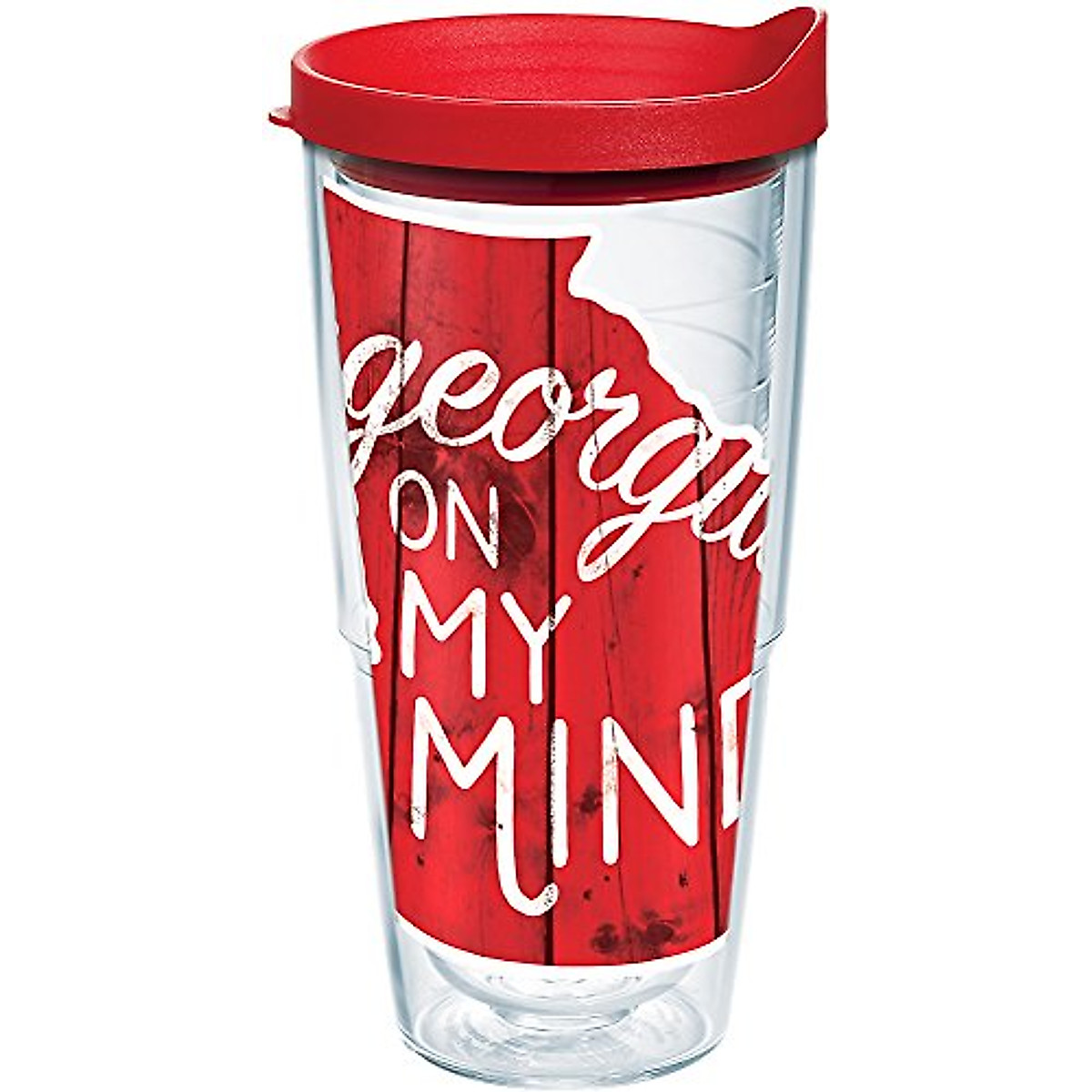 Tervis Georgia On My Mind Tumbler with Wrap and Red Lid 24oz, Clear