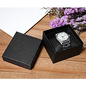 sdoot Watch Box, Watch Gift Box 12 Packs, Black Gift Boxes for Watches with Pillow Cushion, Jewelry Gift Boxes for Bracelets, 3.3'' × 3.1'' × 2.1''
