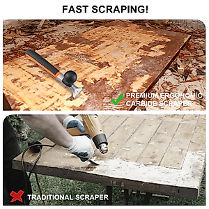 Premium Ergonomic Carbide Scraper,2-1/2",Scraper Tool for Removing Varnish, Paint, Glue, Resin, Dry Glaze, Stains, Putty, Scratch