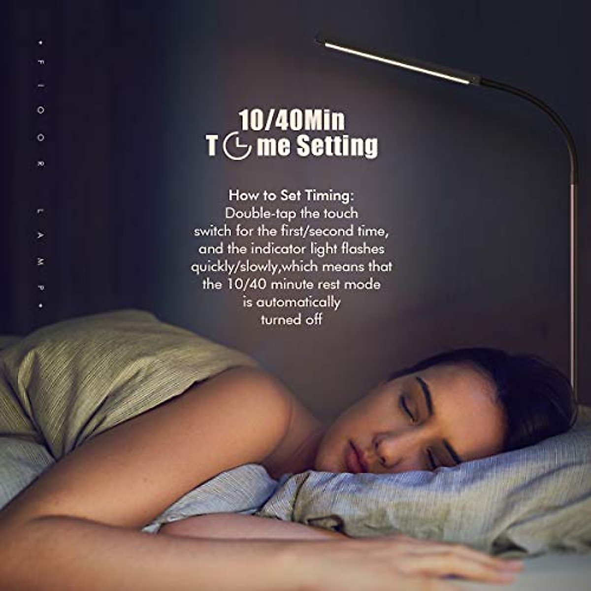 Homuserr Floor Lamp, 2-in-1 LED Floor Lamp & Desk Lamp with Stepless Dimming & 4 Color Temperatures, 12W LED Standing Lamp with 2 Timing Modes, Eye-Caring, Touch Control for Living Room Bedroom Office