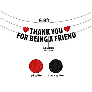 Thank You for Being A Friend Banner, Golden Girls Banner,Thank You Banner, Friendship Banner, Friends Birthday Bunting Sign, Graduation Party Decorations, Black Glitter