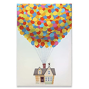 Open Road Brands Disney Pixar Up House and Balloons Gallery Wrapped Canvas Wall Decor - Large Up Canvas Wall Art for Kids' Bedroom, Nursery or Home Decor