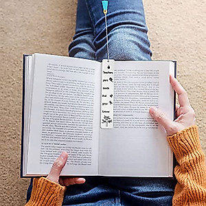 7 Pcs Teacher Appreciation Gifts from Students Metal Bookmark Book Page Marker with Pendant for Back to School Tutors Birthday Xmas Graduation Presents for Book Lover Reading Supplies (Silver)