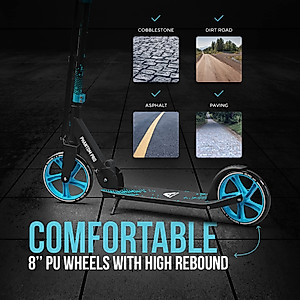 APOLLO Non-Electric Adult Scooter - Manual Folding Kick Scooter for Adults, Teens & Kids Ages 6 Years and up with Big Wheels (XXL), Foldable Kick Scooters, Scooter for Adults 220 lbs (Blue)