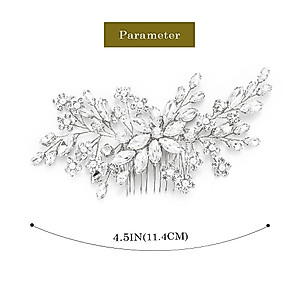 Catery Crystal Bridal Hair Combs Rhinestones Hairpieces Flower Wedding Clips Accessories for Brides and Women Pack of 1(Silver)