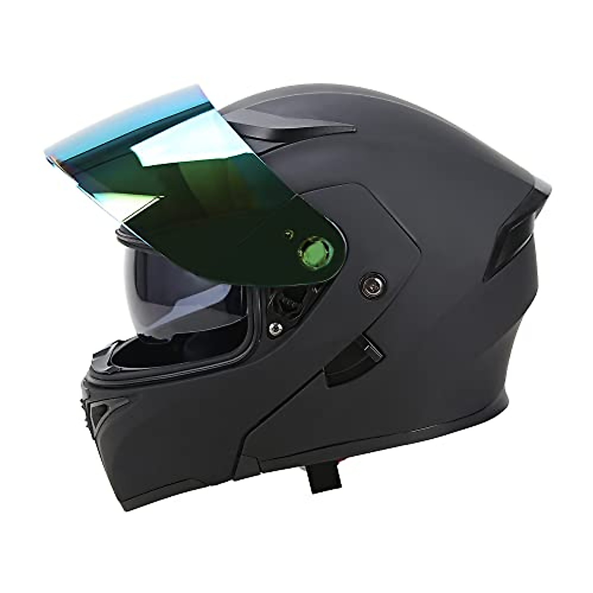 OUMURS DOT Modular Motorcycle Full Face Helmet Flip-Up Dual Visor, Lightweight & DOT Approved, Matte Black