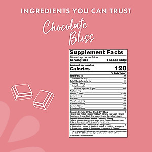 Boobie Body Organic Superfood Plant-Based Protein Shake, Chocolate Bliss, [23.4oz, 1 Tub] (Package May Vary)