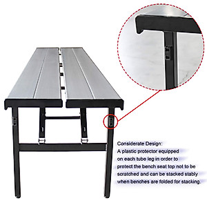 GL GLOBAL LIFE Collapsible Portable Picnic Table Benches, Folding Benches Seat for Outside Seating, Soccer, Sports Team Bench, Beach, Sideline, Camping, Foldable Bench Iron Tubes, Grey-71.06"