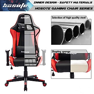 Hosote Ergonomic Gaming Chair for Adults, High Back Racing Computer Gaming Chair, E-Sports Gamer Chair, Big and Tall Video Gaming Chair, PU Leather Desk Chair Task Chair Office Chair(Red)