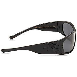 Black Flys Sonic 2 Floating Polarized Shield Sunglasses, Shiny Black, 65 mm