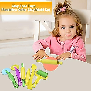 Worparsen Clay Tool Toys Clay and Dough Tools Play Dough Tools Set ​for Kids，Assorted Colors，Various Shape Play Dough Rollers & Cutters Clay Tool Toys Arts and Crafts for Kids Ages 3 & Up 6pcs