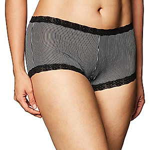 Maidenform Women's Microfiber with Lace Boyshort PantyClassic Stripe Print/Black8/X-Large