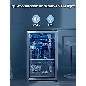 COMFEE' CRV115TAST Cooler, 115 Cans Beverage Refrigerator, Adjustable Thermostat, Glass Door With Stainless Steel Frame, Reversible Hinge Door And Legs For Home, Apartment