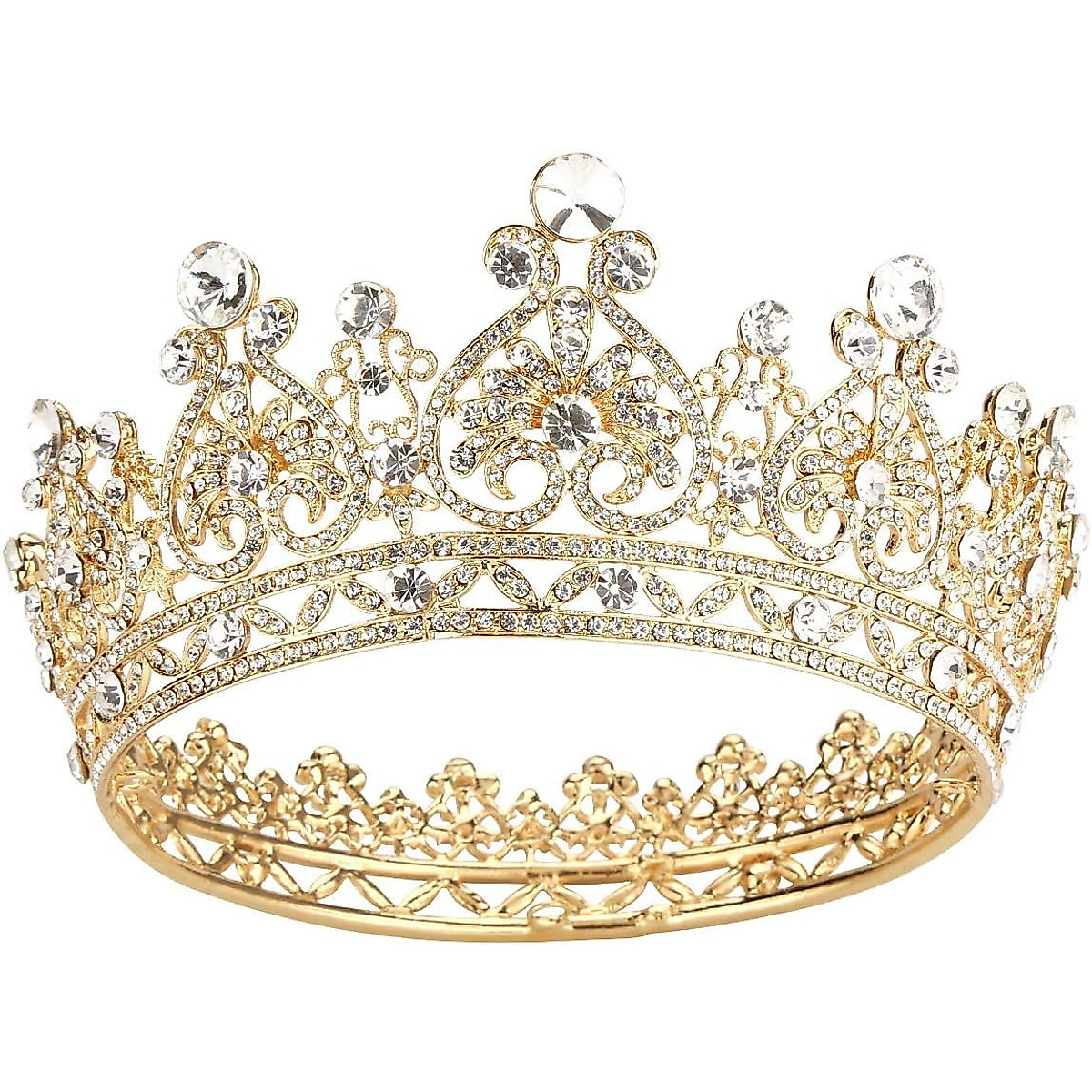 Makone Gold Tiara Crown for Women Girls, Crowns Tiaras Hair Accessories for Birthday Wedding Prom Bridal Party Halloween Costume Christmas Gifts