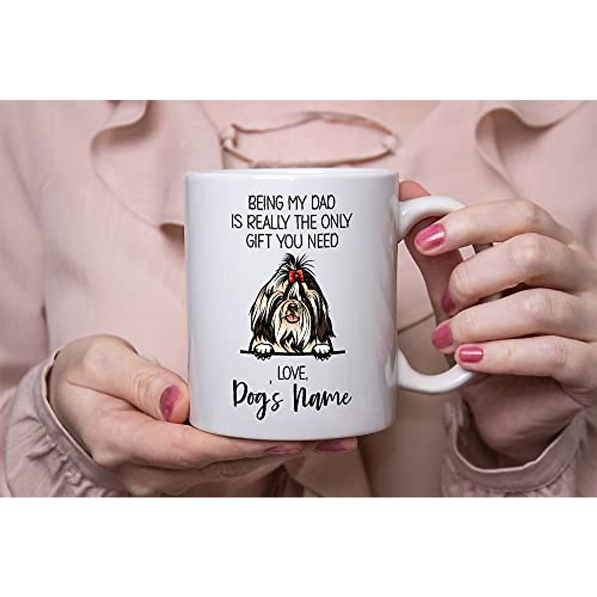 Personalized Imperial Shih Tzu Coffee Mug, Custom Dog Name, Customized Gifts For Dog Dad, Father's Day, Gifts For Dog Lovers, Being My Dad is the Only Gift You Need