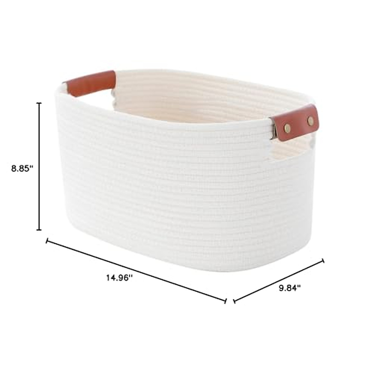 Square Cotton Rope Storage Basket, Cotton Rope Storage Basket, Decorative Woven Basket Cube Storage Organizer for Nursery, Laundry, Towel, Clothes, Cosmetics (White)