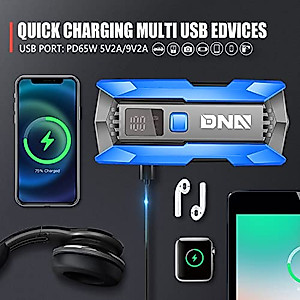 DNA MOTORING 12V 2000A Peak Multi-Function Portable Car Battery Jump Starter for Up to 8.0L Gas / 6.3L Diesel Engine, with Carry Case,Blue/Black, TOOLS-00277