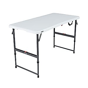 Lifetime Height Adjustable Folding Table, 4 Foot, Almond