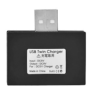 Mini Hub USB2.0 Male to 2-Port USB Twin Charger Splitter Adapter Converter Kit for Mobile Phone/Laptop (Black)