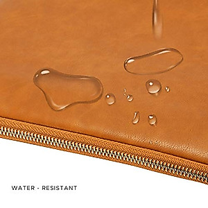 Comfyable Protective Tablet Sleeve Compatible for iPad Pro 12.9 inch M2 2022 6th Gen & Smart/Magic Keyboard with Pencil Holder &Big Accessory Pocket - PU Leather Bag Waterproof Cover Case - Brown