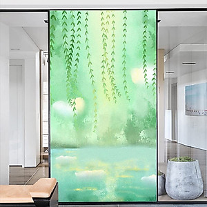 Window Film Window Decal Window Film Privacy Frosted Glass Sticker Green Plants Decoration Adhesive Sticker for Home Privacy Window Decal (Size : 50x120cm)