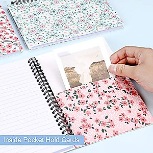 Spiral Notebooks 6 × 8 Inch, 4 Pack College Rule Journals for Scool Supplies Women Girls, Hardcover Floral Notebooks Bulk Lined, Inner Pocket, 320 Sheets/640 Pages, A5 Size