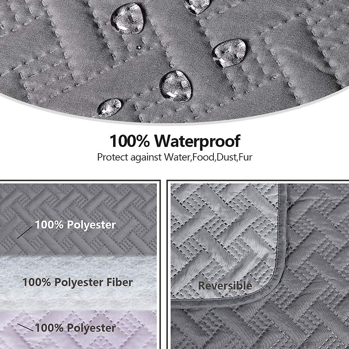 STONECREST Recliner Chair Cover Water Resistant, Reversible Washable Cover, Stay in Place (Dark Grey/Grey, Recliner 23" Regular)