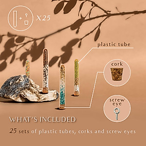 25 Pcs Plastic Test Tubes with Cork Stoppers & Screw Eyes |0.59x3.93 in, 0.3 fl oz | Clear Plastic Tubes for Solids & Liquids Storage | Plastic Tube/Test Tube for Science, Crafts or Decoration