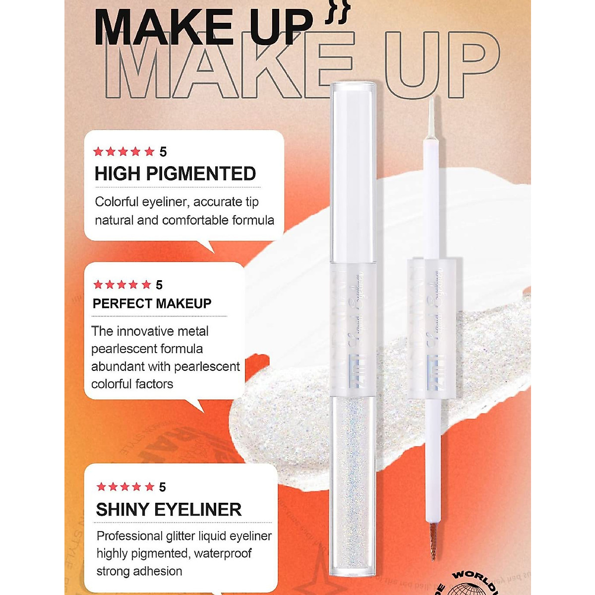 BestLand 2 in 1 Matte Glitter Liquid Eyeliner Set Rainbow Colorful Neon Eyeliner Pencil Pigmented Waterproof Smudgeproof Long Lasting Korean Eye Glitter Christmas Makeup Gift Kit for Women (2 in 1 Set A)