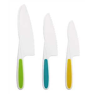 PENTA ANGEL Plastic Kitchen Knife 3Pcs Nylon Safety Cooking Baking Knives for Cutting Fruit Lettuce Salad Vegetable Cake Bread(Mixed Color)