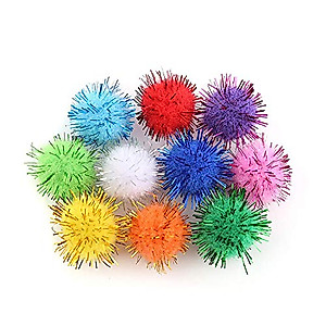 CRMADA Cat Toys Balls Sparkle Pom Pom Fuzzy Balls for Cats 20 Pack