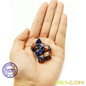 Bescon Mini Two Tone Polyhedral RPG Dice Set 10MM, Small Dice Set D4-D20 in Tube, 6 New Assorted Colored of 42pcs
