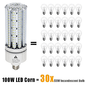 2 Pack 100W LED Corn Light Bulb 5000K Daylight 15000 Lumens Super Bright, E26/E39 Base Led Corn Bulbs Replace Metal Halide HID CFL for Outdoor Commercial Industrial Lighting Garage Warehouse Backyard