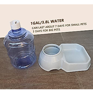 Automatic Dog Cat Feeders Water Bowl Dispenser Gravity Water Fountain Large Capacity 3.8L,1 Gallon Large Capacity for Medium Large Pets