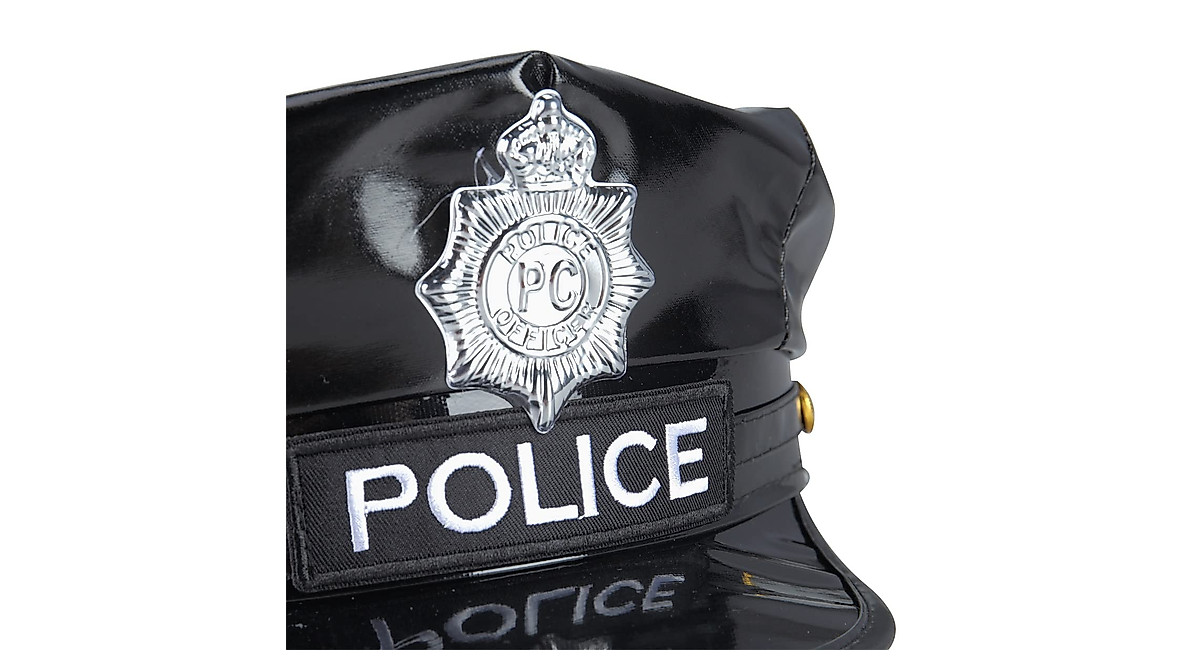 Police Hat Badge for Cosplay & Halloween Costume - Black Police Hat