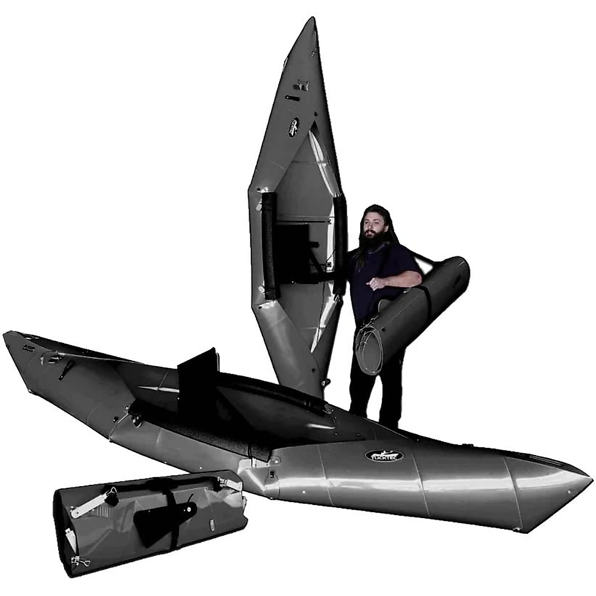 Tucktec Advanced 2020 Model 10 Foot Foldable Kayak Folding Canoe, Portable Lightweight, Boat Fits in Your Car No Roof Rack Needed, Stronger Than Inflatable, for Kids or Adult (Black)