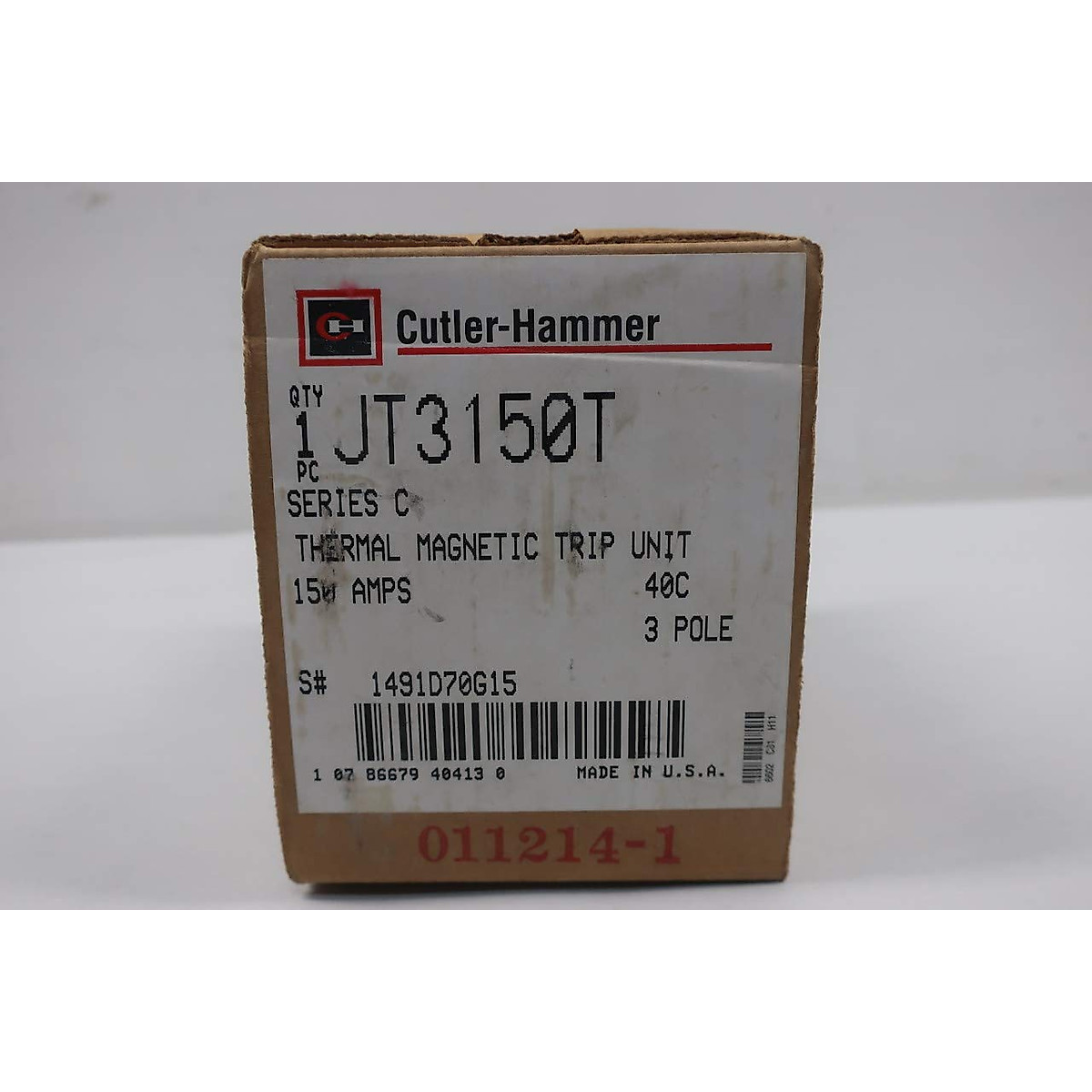 CUTLER HAMMER JT3150T Circuit Breaker Trip Unit 3P 150A D660021