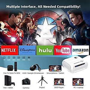Staratlas Mini Projector 2022 Upgraded Portable Projector,9000 Lumen 50000 Hours Multimedia Home Theater Movie Projector,Compatible with iOS/Android Full HD 1080P HDMI,VGA,USB,AV,Laptop,Smartphone…