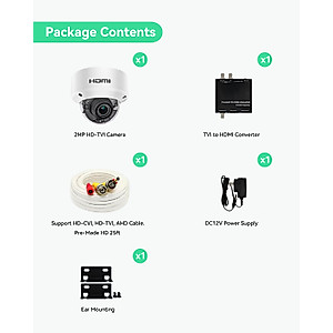 LINOVISION HD1080P HDMI Security Camera with HDMI or VGA Output, Display HD Video Directly on TV or HDMI Monitor Without Delay, HDTVI Loopout for Continuous Recording in DVR, 2.8mm Fixed Lens