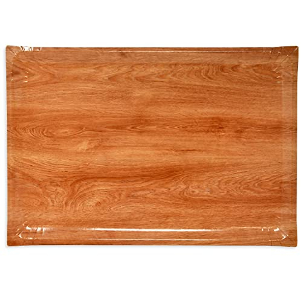 10 Wood Rectangle Trays Rustic Brown Wooden Look Serving Platters 10.75" x 15.75" Heavy Duty Disposable Paper Cardboard Tray for Dessert Cupcake Display Birthday Parties Weddings Table Decor & More