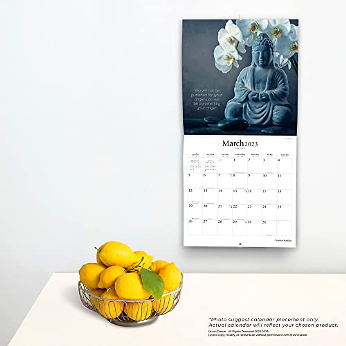 Timeless Buddha | 2023 12 x 24 Inch Monthly Square Wall Calendar | Brush Dance | Inspiration Thailand Peace
