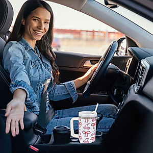 BEGOOD Tumbler with Handle and Straw Lid 100% Leak-proof Travel Coffee Mug Stainless Steel Insulated Cup for Beverages 40OZ Bow Print