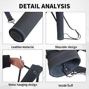 SOPOGER Archery Quiver,Leather Shoulder Back Arrow Quivers,Retro Waist Hip Arrow Bags,Dual Use with Large Pouch,Adjustable Belt for Outdoor Hunting & Target Practicing (Black)