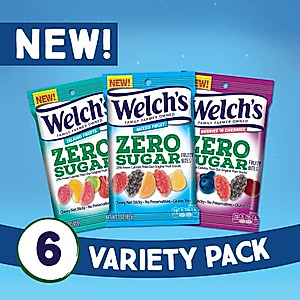 Welch’s Fruit Snacks, Zero Sugar Mixed Fruit, Berries 'N Cherries & Island Fruit, Perfect for School Lunches, Variety Case, 3 oz (Pack of 6)