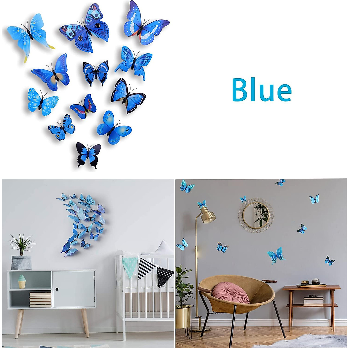 HAKDAY 3D Butterfly Wall Decor, 48 PCS 3D Butterfly Wall Stickers for Crafts Butterflies Party Decorations Birthday Room Decor