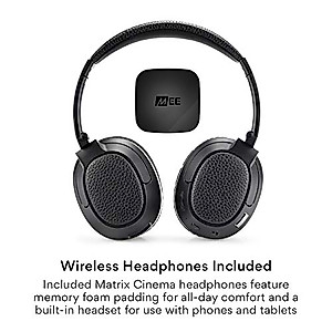MEE audio Connect T1CMA Bluetooth Over-Ear Wireless Headphones Headset for TV with no Audio Delay; Includes Transmitter (Optical/AUX/RCA) and CinemaEAR Audio Enhancement for Seniors & Hard of Hearing