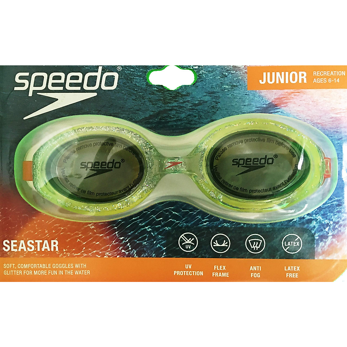 Speedo Junior Seastar Googles: Yellow with Glitter
