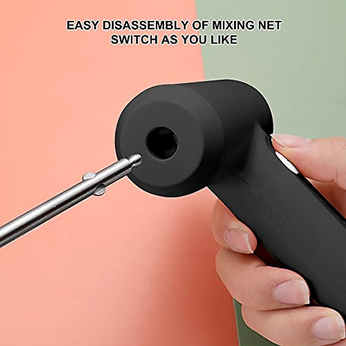 JOYKI Cordless Handheld Electric Mixer, USB Rechargeable Handheld Whisk, 3 speeds, for whisking and mixing cookies, cakes, batters, egg whites and soups, black