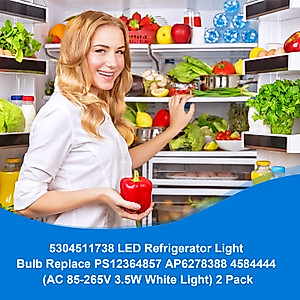 Freeboy 5304511738 LED Refrigerator Light Bulb Replacement for Frigidaire Electrolux Kenmore Refrigerator PS12364857, AP6278388,4584444,KEI D34L Refrigerator Bulbs-E26 3.5W 2 Pack (White Light)