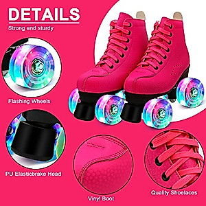 PERZCARE Roller Skates for Women&Girls,Premium High-top Classic Double-Row Design Roller Skates Shoes 4 Shiny Wheels,PU Leather Roller Skates for Beginners Teens/Adult/Boys/Unisex Indoor/Outdoor